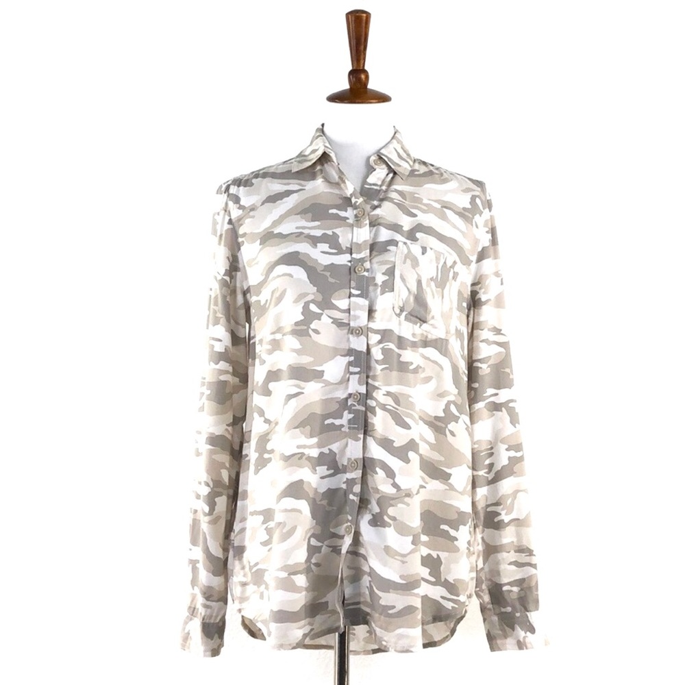 Beachlunchlounge Cream Camo Print Long Sleeve Top - Gem